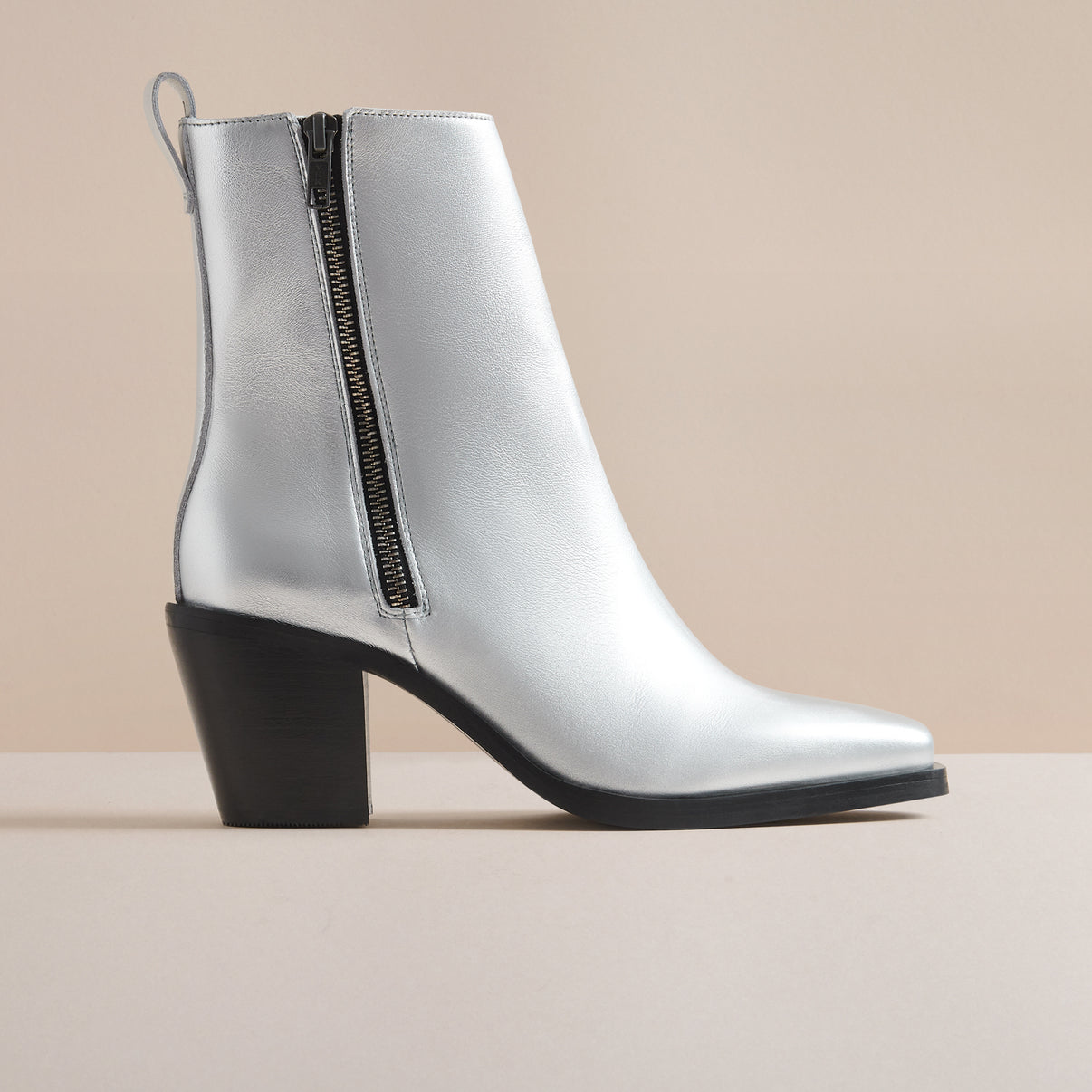 REY SILVER METALLIC ZIP BOOT – Hudson London